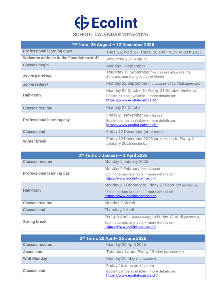 School Calendar 2025-2026 | PDF