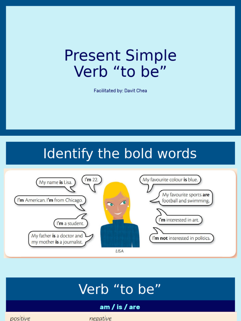 Present Simple Verb To Be Am Is Are | PDF