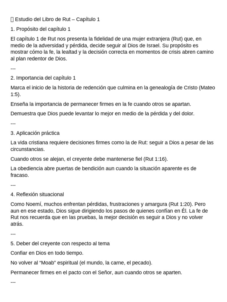 Estudio del Capítulo 1 de Rut | PDF | Libro de rut