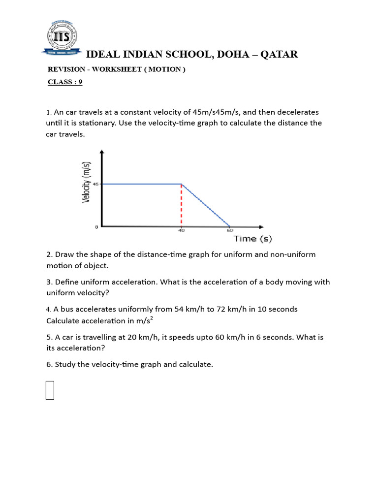 Physics Worksheet-motion-2 Acceleration and Graphs - Google Docs | PDF