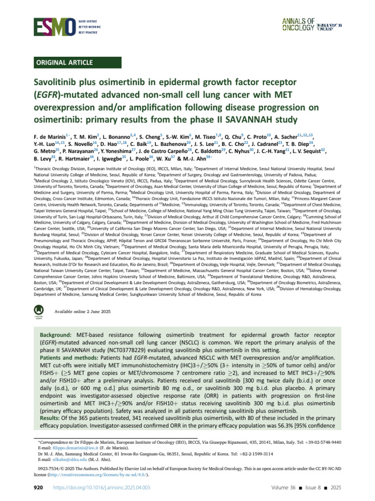 Savolitinib Plus Osimertinib in Epidermal Growth f | PDF | Medical ...