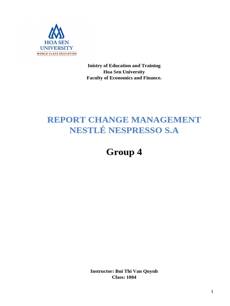 Nespresso Change Management Report | PDF | Brand | Coffee
