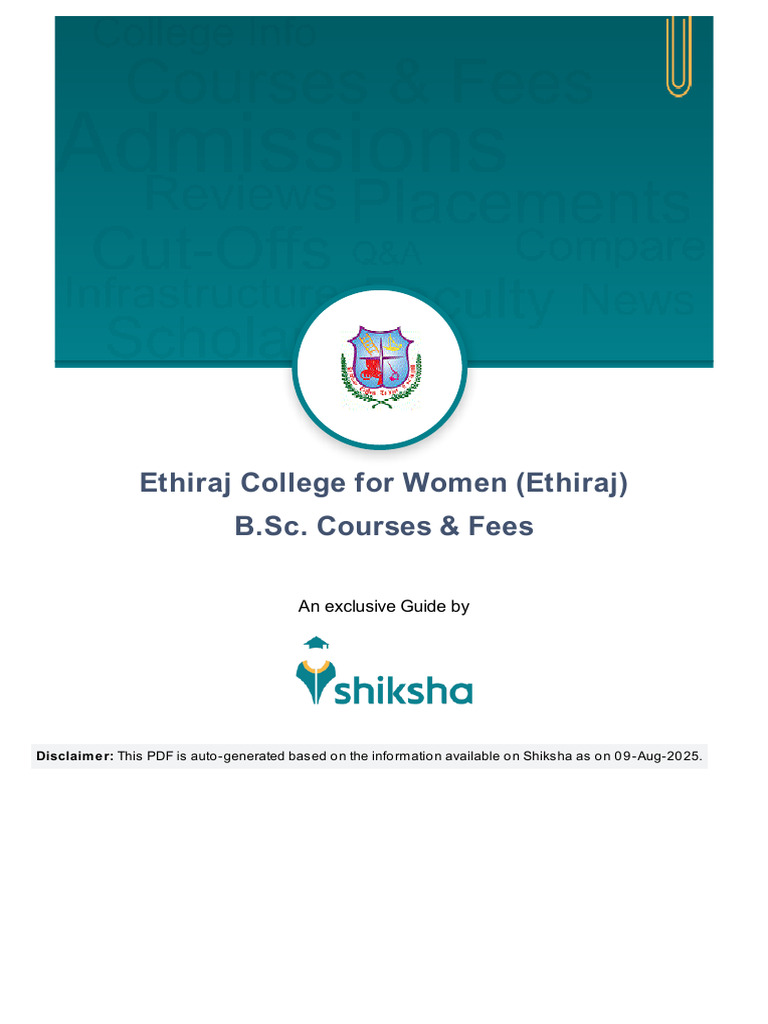 Ethiraj College B.Sc. Fees Overview | PDF