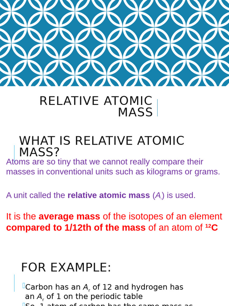 Relative Atomic Mass. | PDF
