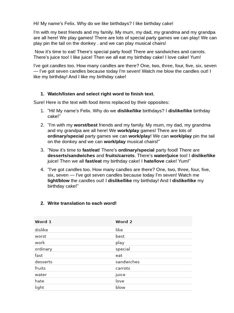 Bright Ideas2) Unit1 - Lesson1 - Script - Listen - Vocabulary. | PDF | Baked Goods | Cakes