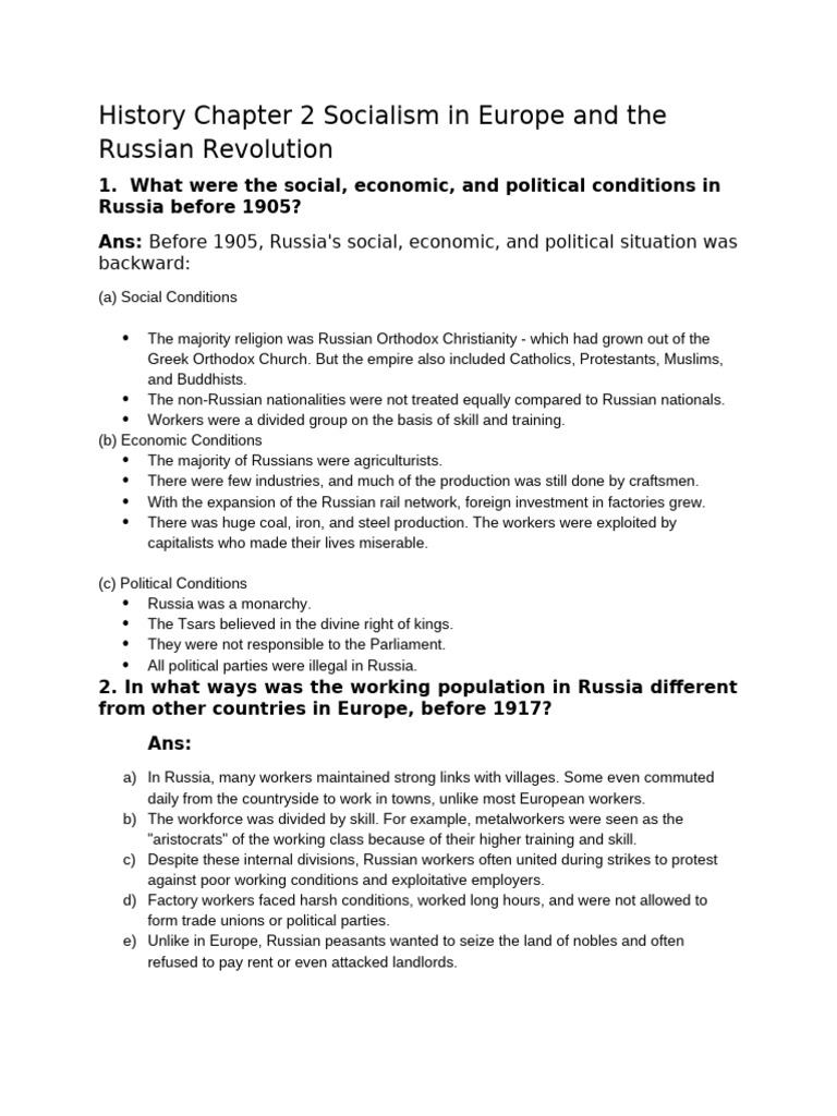 Pre-1905 Russia: Social, Economic, Political Conditions | PDF ...