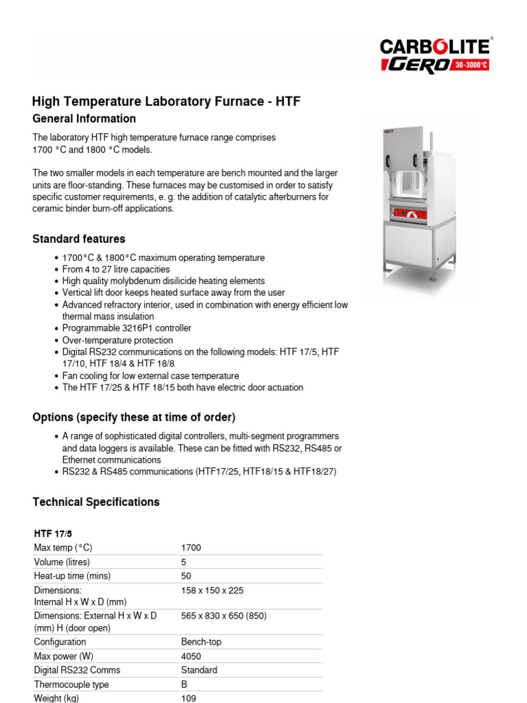 HTF Brochure | PDF | Thermocouple | Refractory