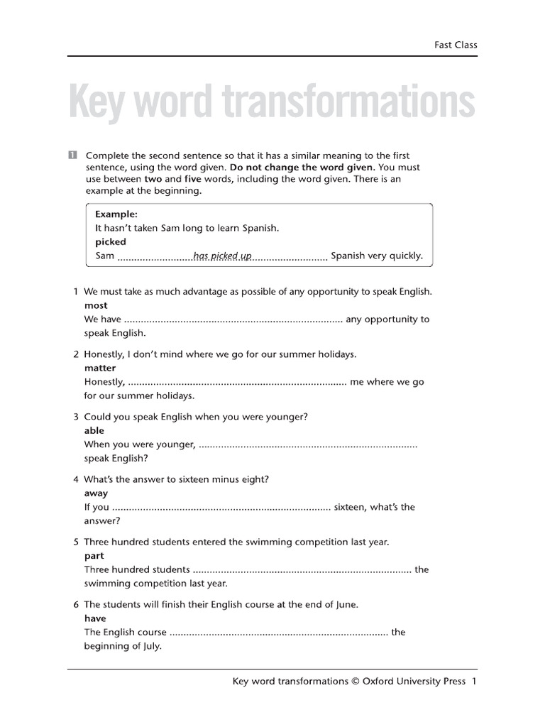 Key Word Transformation Challenge | PDF