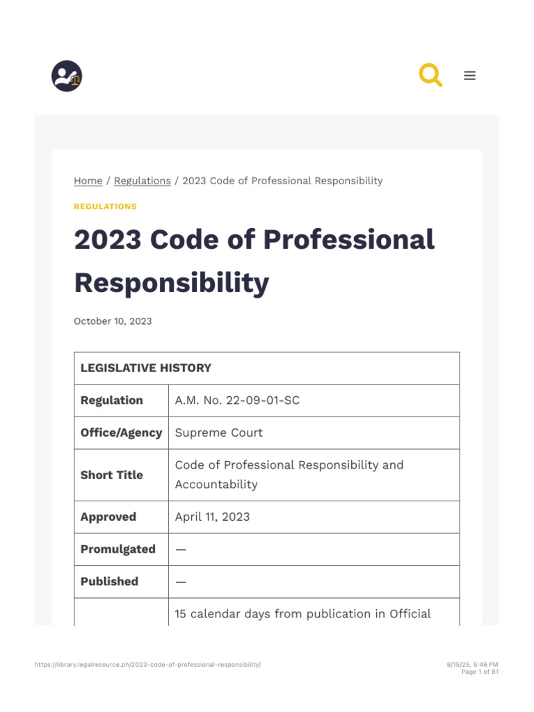 2023 Code of Professional Responsibility | PDF | Conflict Of Interest ...
