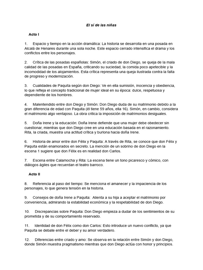 Análisis de "El sí de las niñas" | PDF