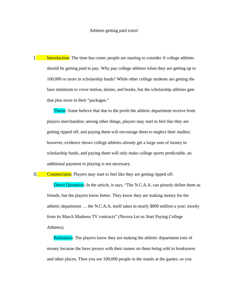 Should College Athletes Be Paid? | PDF
