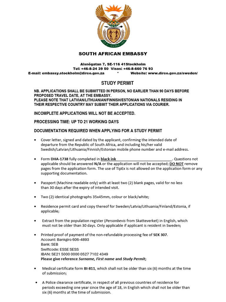South African Study Permit Application Guide | PDF | Government And ...