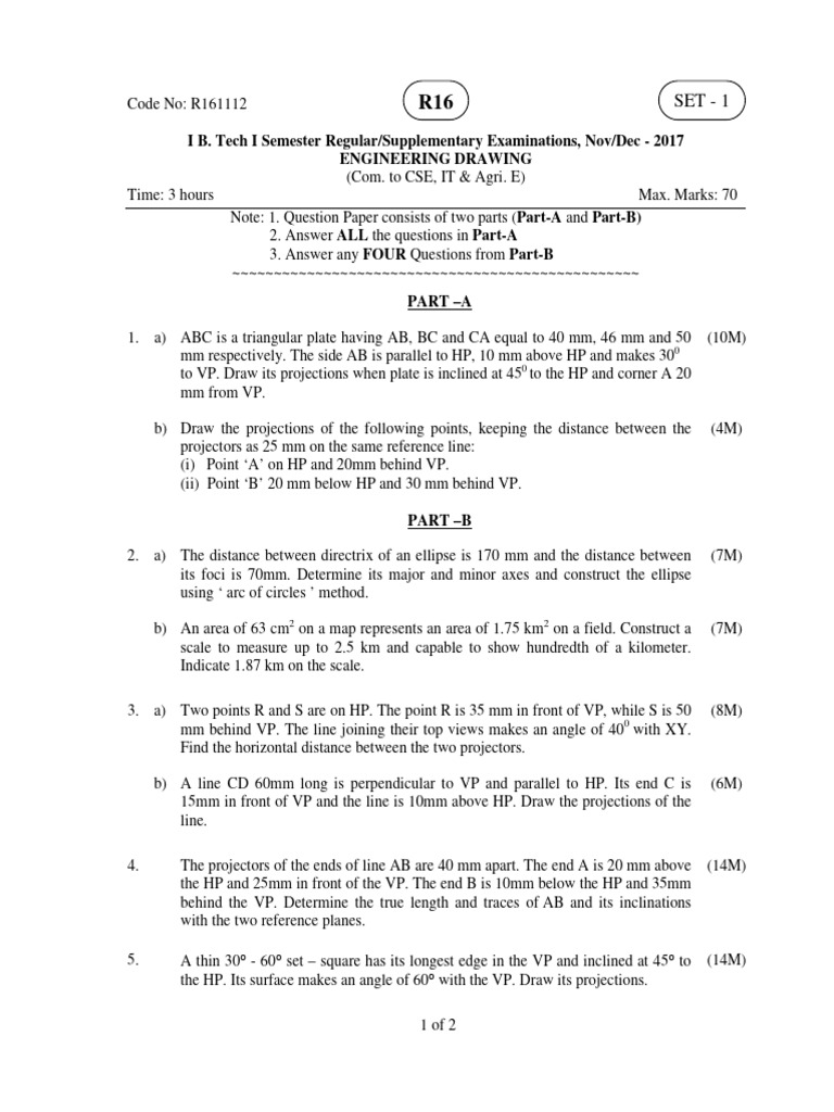 Jntuk 1 1 r16 Q P Dec 2017 Engineering Drawing Cse | PDF | Ellipse ...