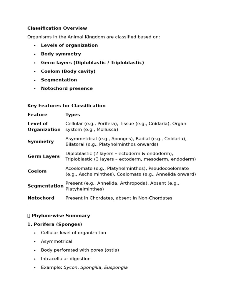 Animal Kingdom Classification Guide | PDF | Zoology