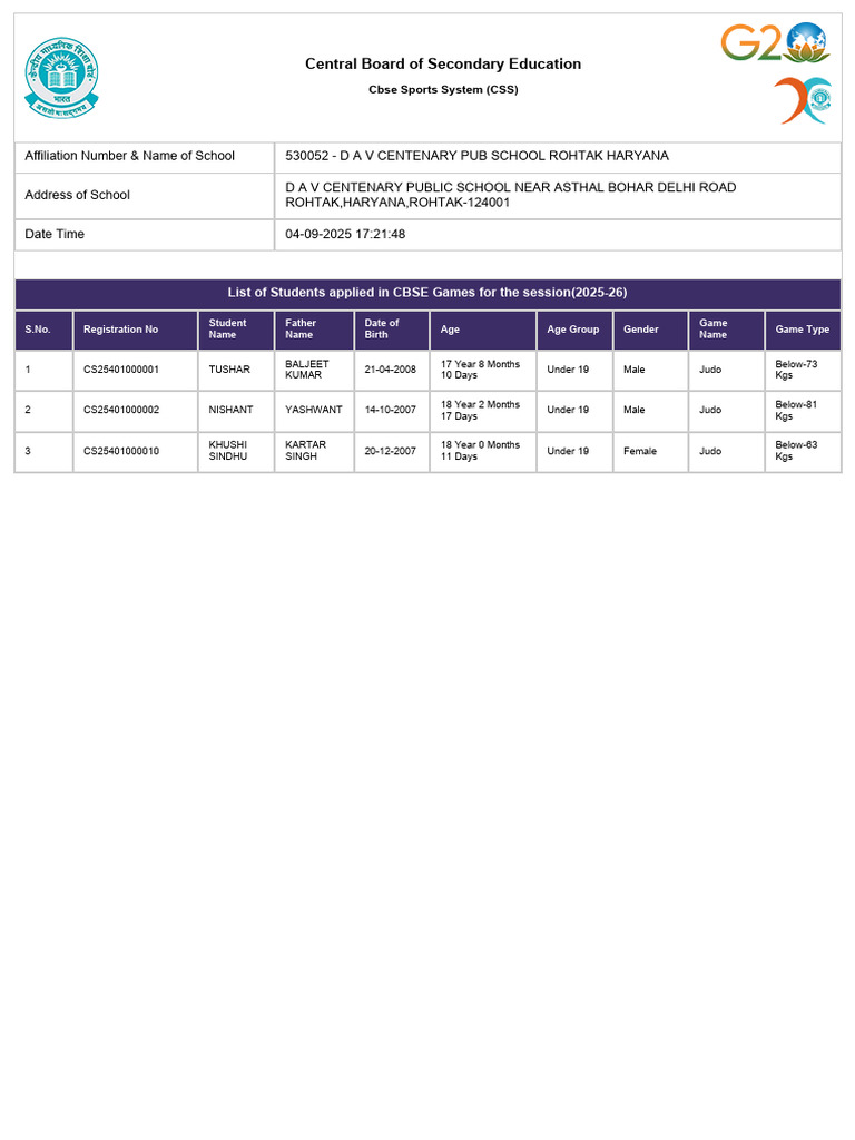 CBSE Sports Registration 2025-26 | PDF