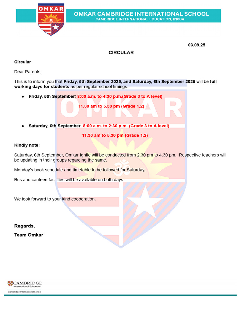 Circular For School Working On 5th, 6th | PDF