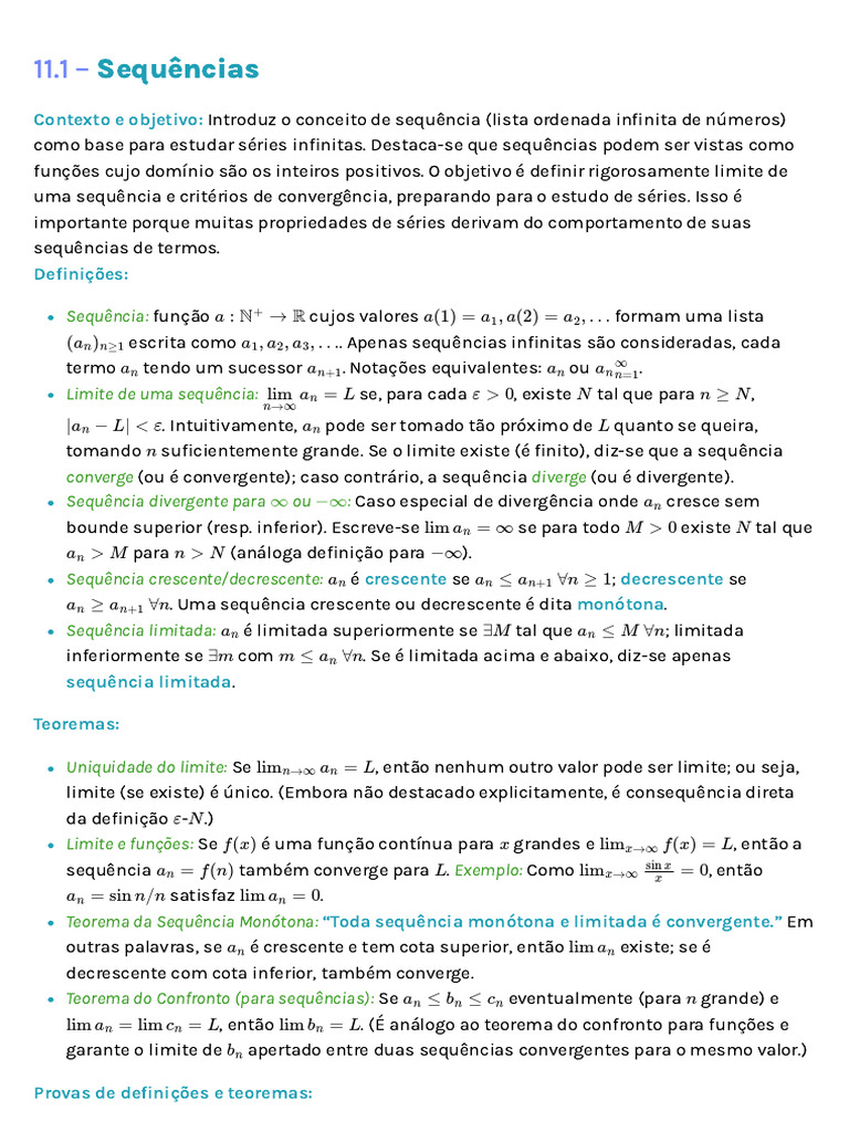 Resumo Sequências e Séries em Cálculo IV (Stewart, Capítulo 11) | PDF | Série (Matemática ...