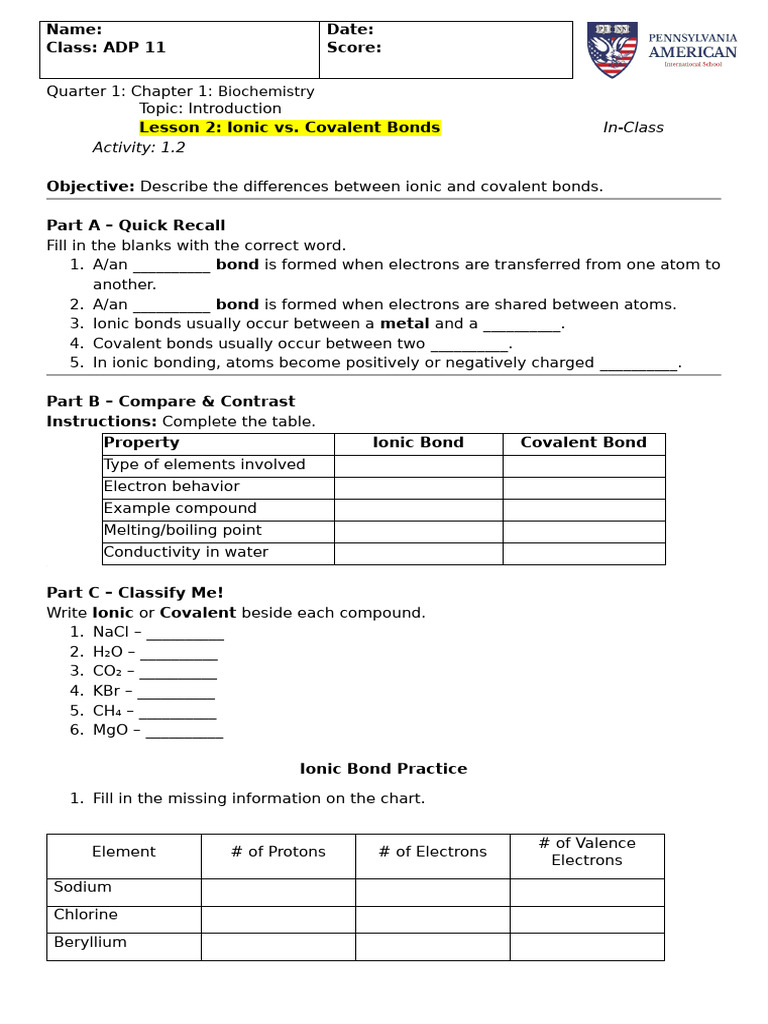 Ionic vs. Covalent Bonds Explained | PDF | Chemical Bond | Ion