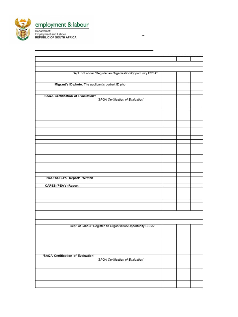 ICBLM Checklist For Work VISA Application Form | PDF | Employment ...