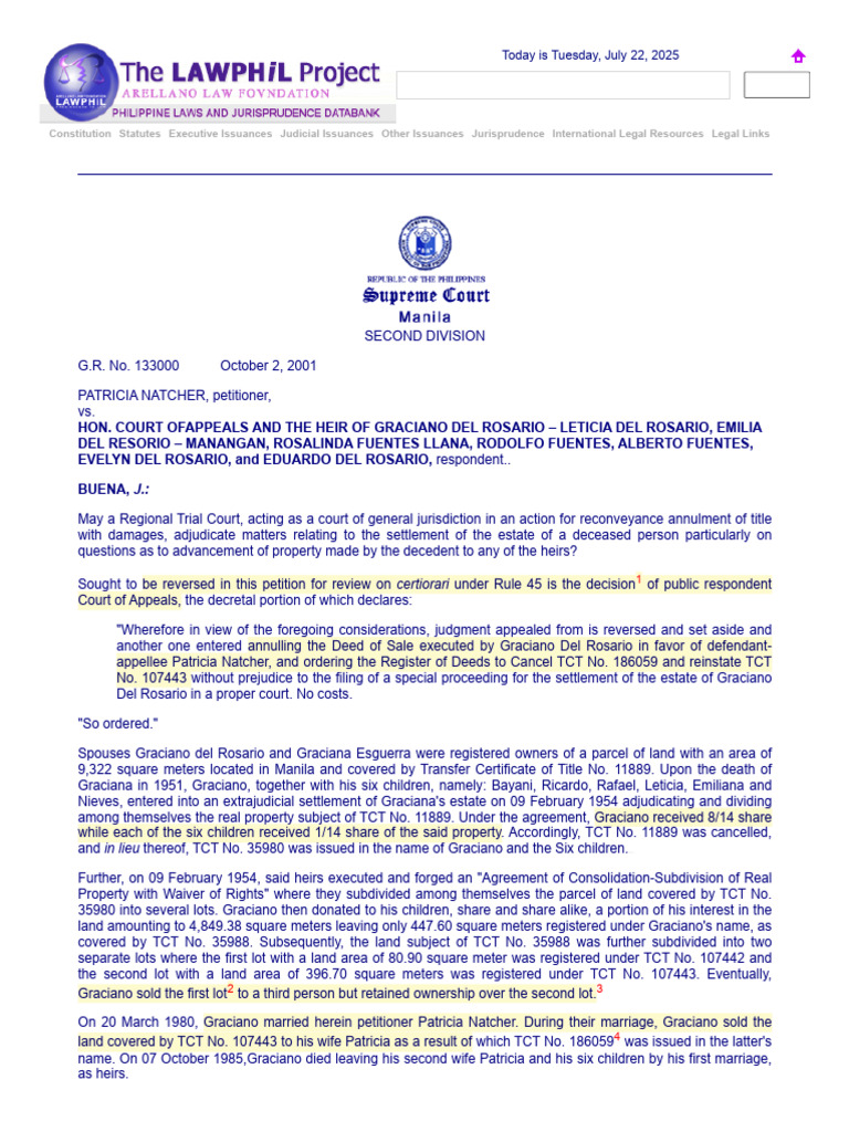 72 - Natcher v. CA, G.R. No. 13300, 2001 | PDF | Lawsuit | Probate