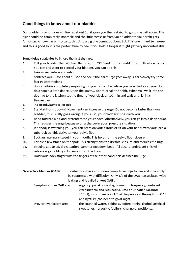 Good Things To Know About Your Bladder 1 | PDF | Diseases And Disorders ...