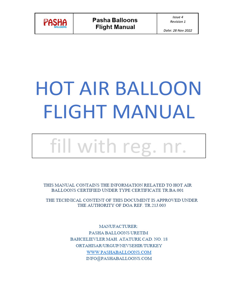 Pasha Balloons Flight Manual Issue 4 | PDF