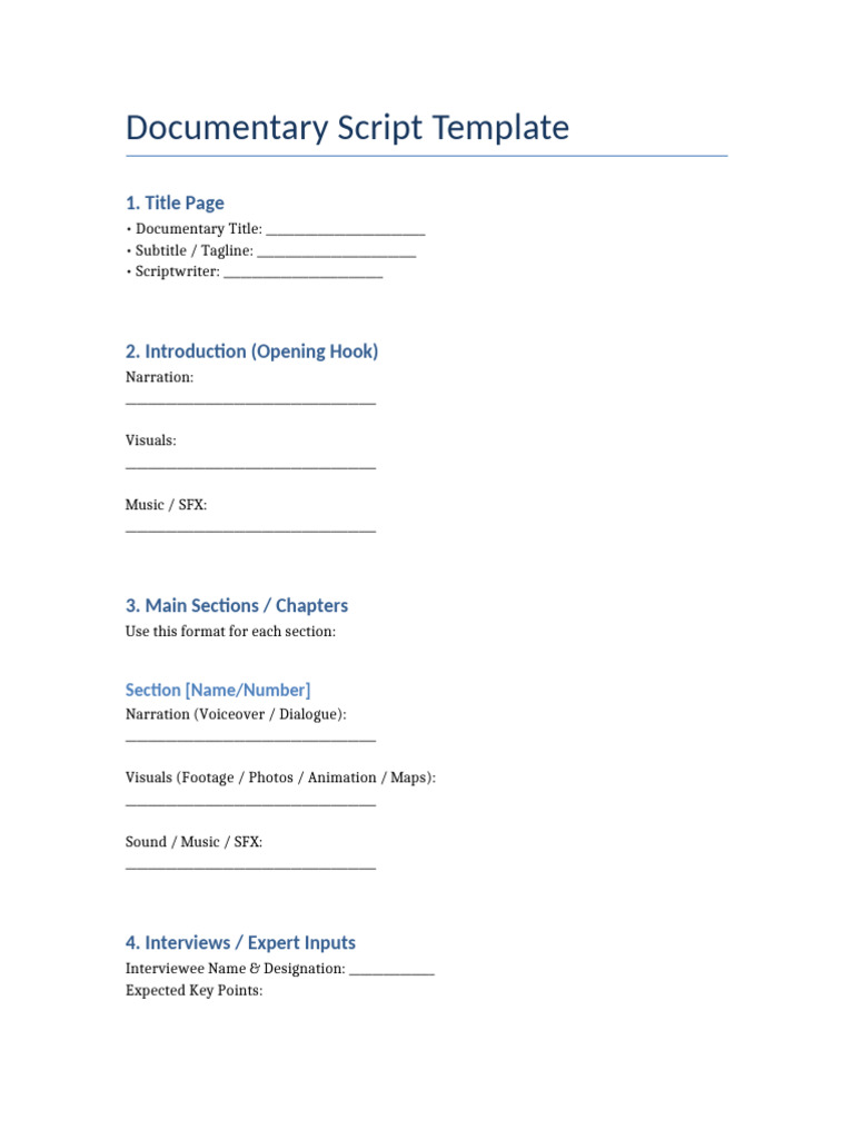 Documentary Script Template Guide | PDF
