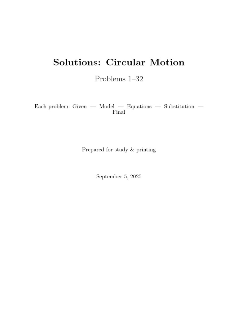 Uniform Circular Motion Solutions | PDF | Force | Tension (Physics)