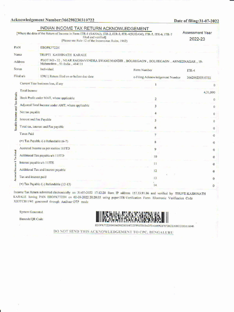 Trupti Karale A y 2022-23 CA | PDF