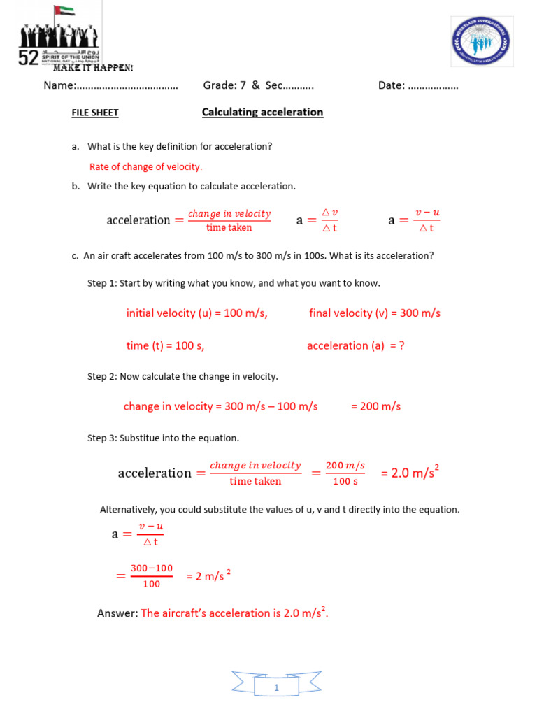 Calculating Acceleration in Physics | PDF | Acceleration | Velocity