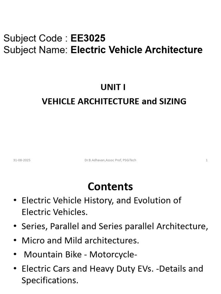 Electric Vehicle Architecture Overview | PDF | Hybrid Vehicle ...