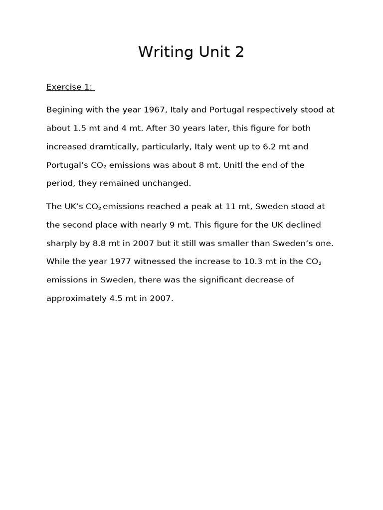 Writing Unit 2 | PDF