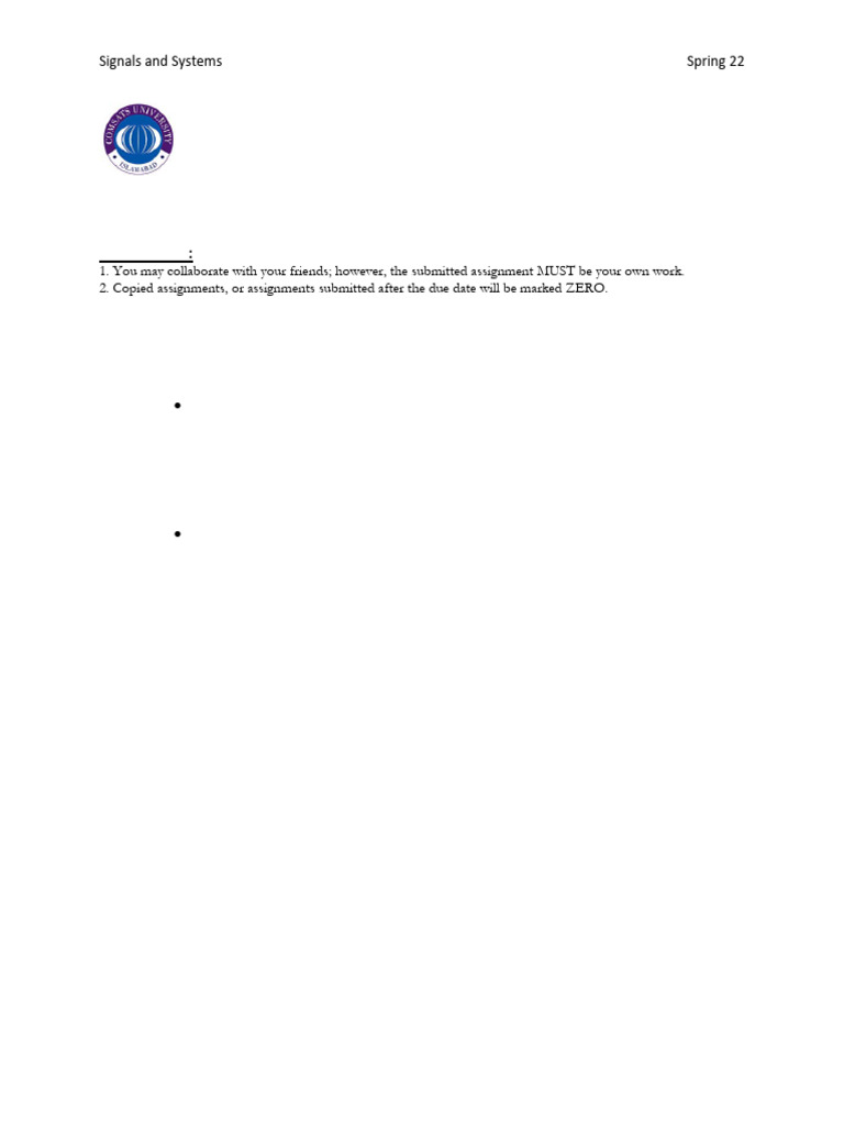 Signals and Systems Assignment 04 | PDF