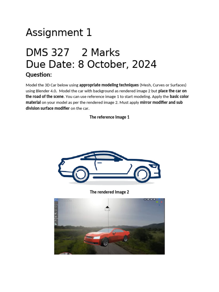 3D Car Modeling Assignment in Blender | PDF | Blender (Software) | 3 D ...