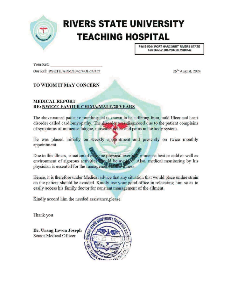 Rivers Medical Report | PDF