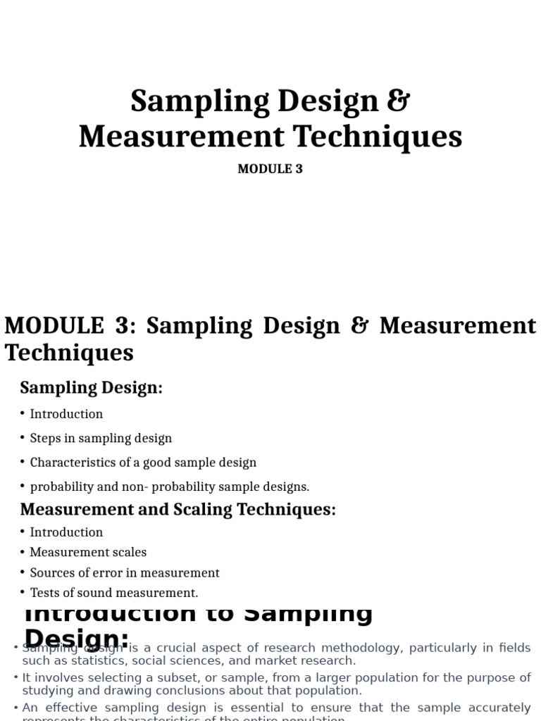 MODULE-3 | PDF | Sampling (Statistics) | Stratified Sampling