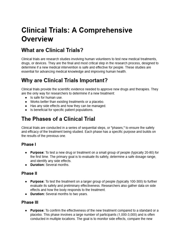 Understanding Clinical Trials Phases | PDF | Clinical Trial | Therapy