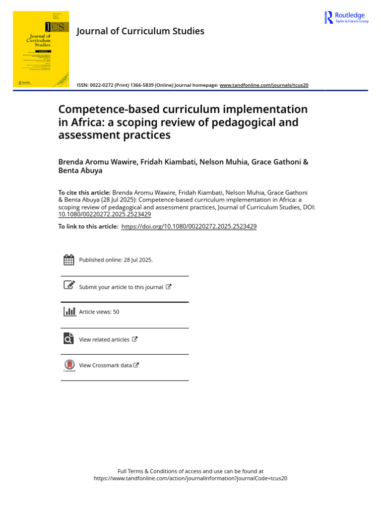 Competence-Based Curriculum Implementation in Africa A Scoping Review ...