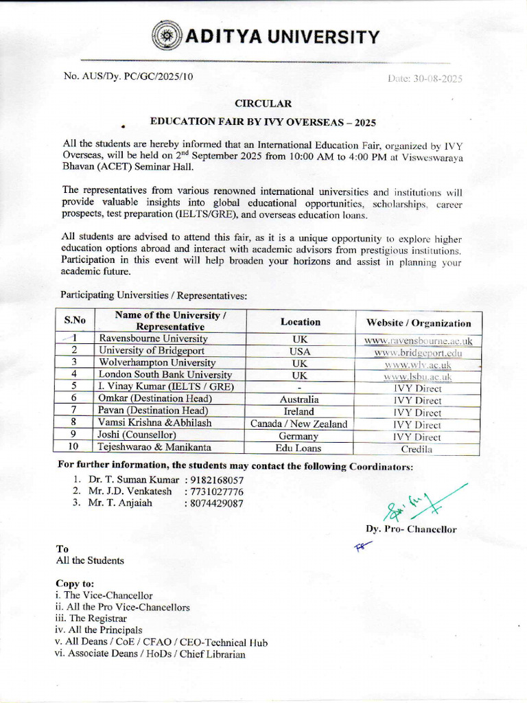 Education Fair by IVY Overseas - 2025 | PDF