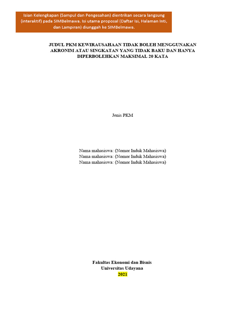 Template Proposal PKM K | PDF