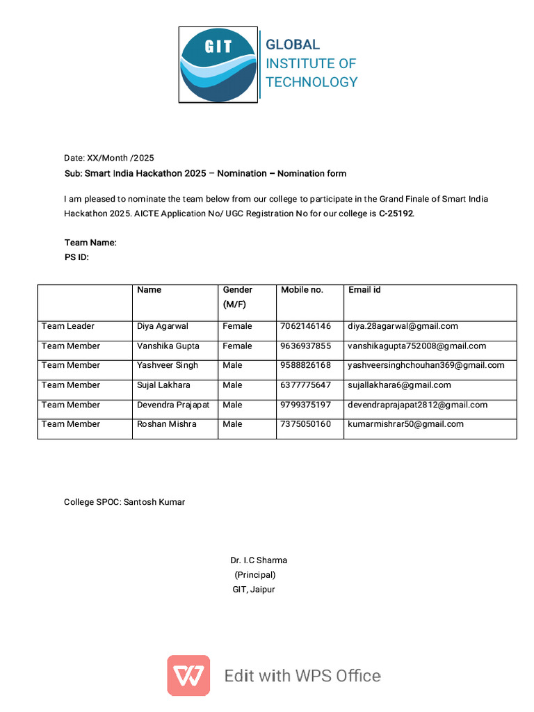 College Authorization Letter - SIH2025 | PDF