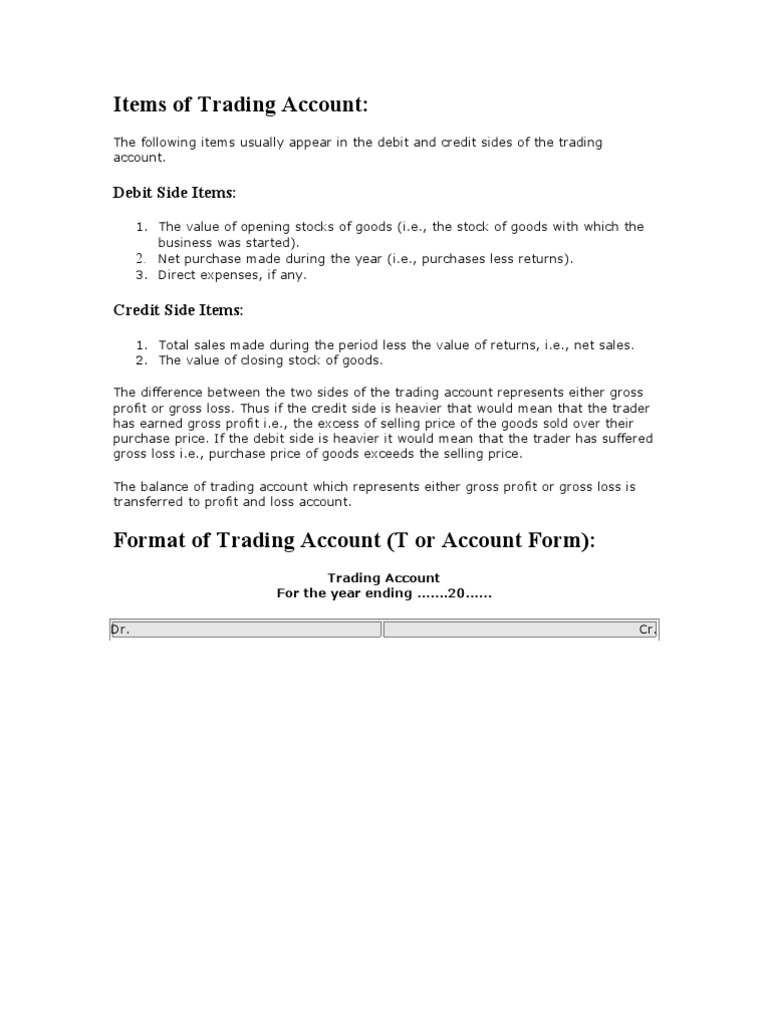 Items of Trading Account | PDF | Expense | Debits And Credits