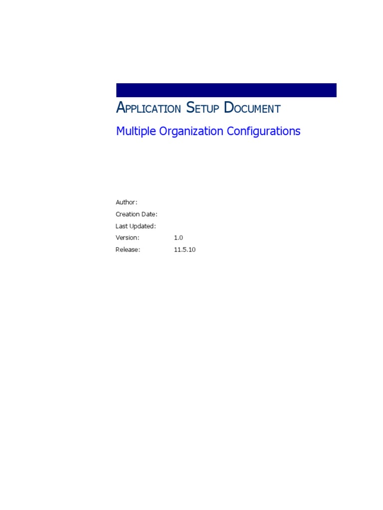 BR100 Application Configurations Multi Org | PDF | Oracle Database ...