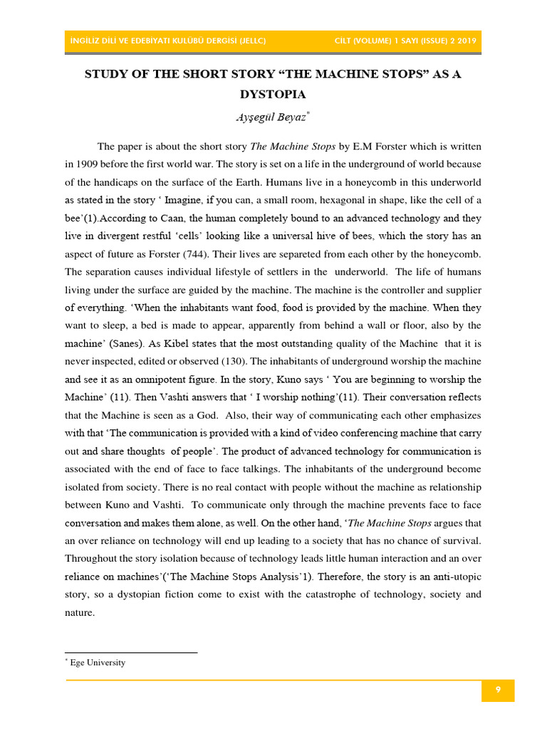 Study of The Short Story The Machine Sto | PDF