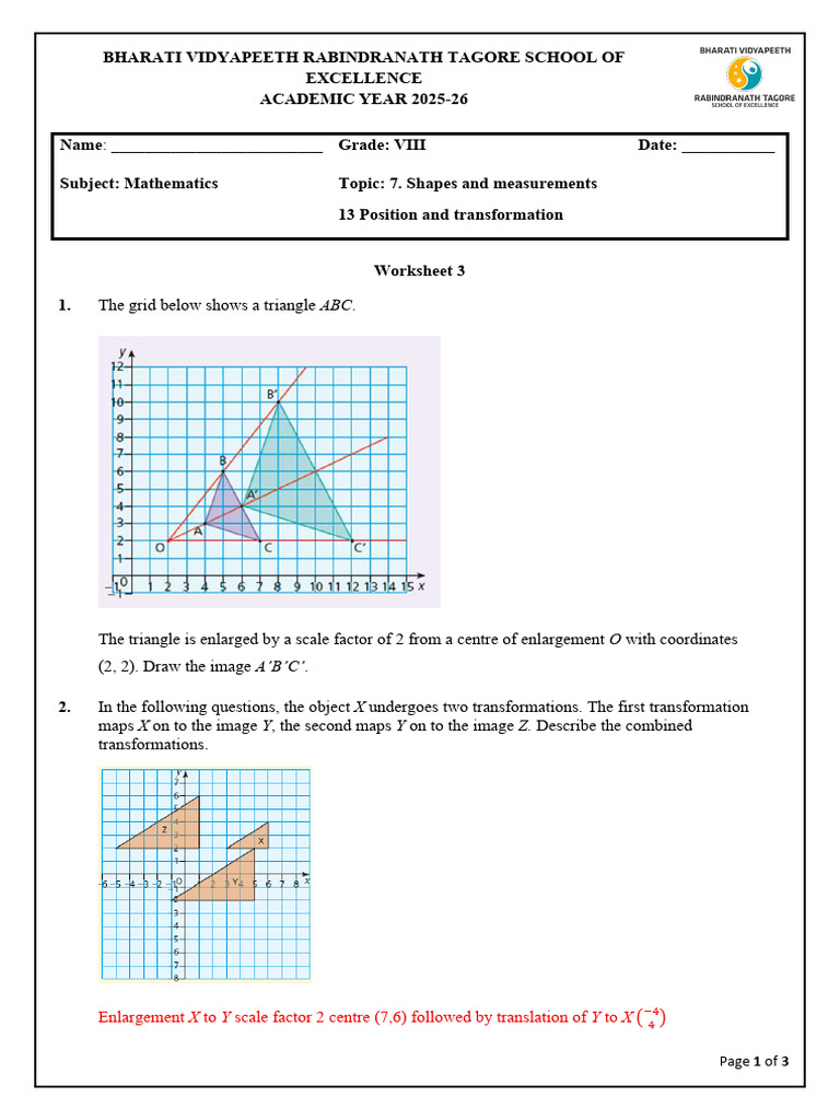 G8 Math Worksheet 3 Ak | PDF | Area | Length