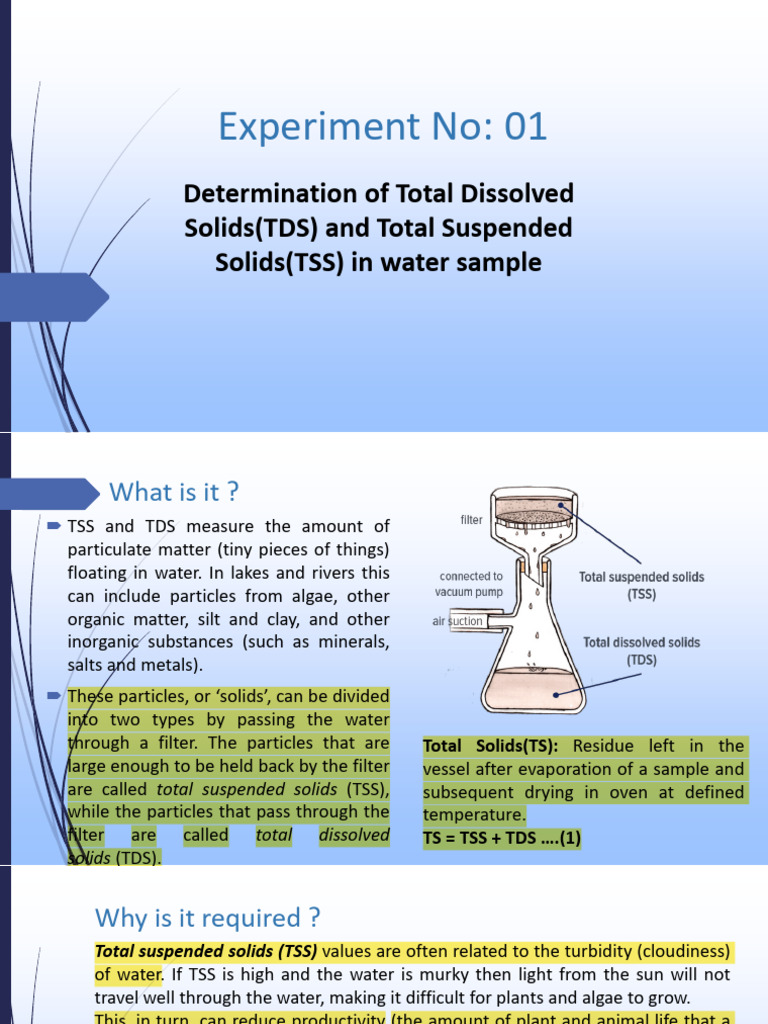TDS - TSS (1) Modi | PDF | Transparent Materials | Environmental Issues ...