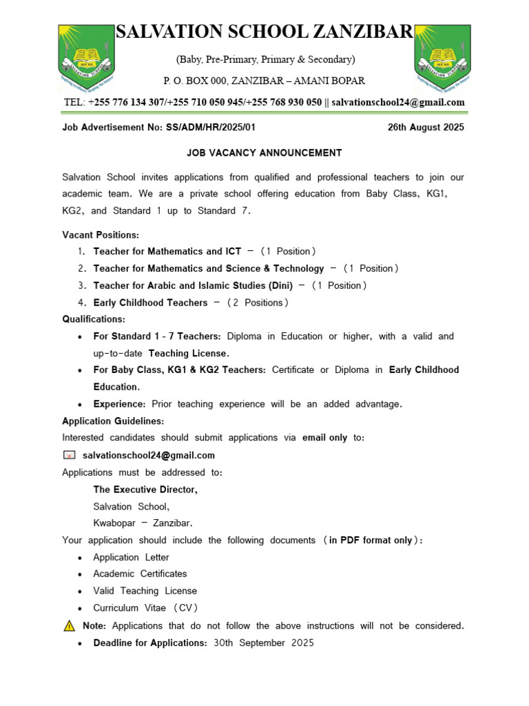 Job Vacancy Announcement - 01 | PDF