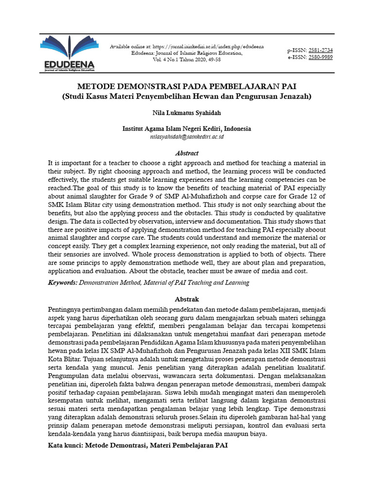 Metode+Demonstrasi+Pada+Pembelajaran+Pai | PDF