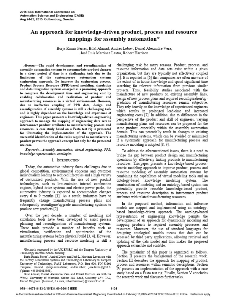 Knowledge-Driven Assembly Automation | PDF | Resource Description ...