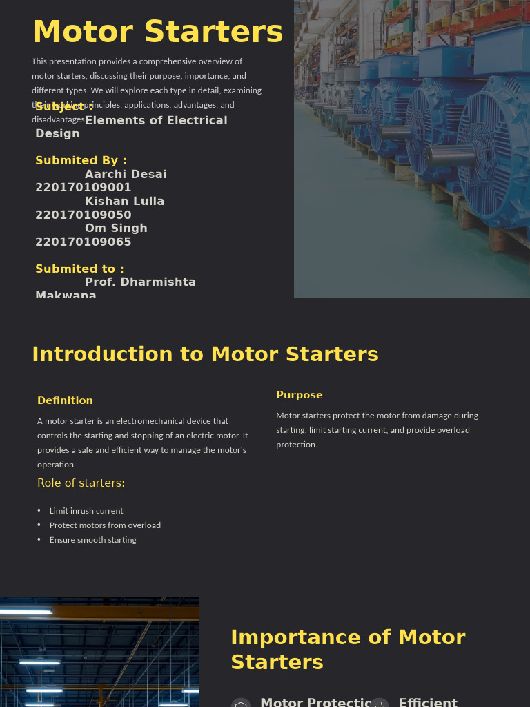 Types of Motor Starters-EED | PDF | Electric Motor | Electrical Equipment
